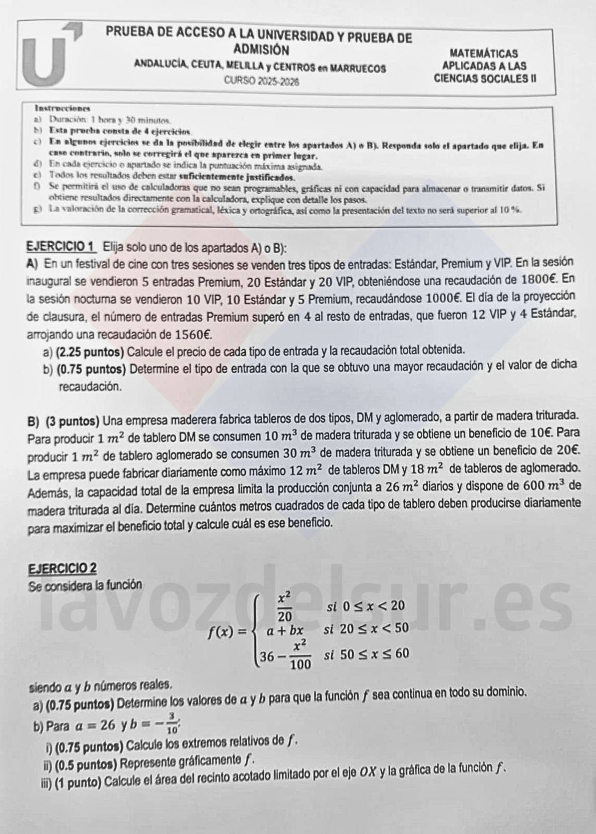 PAU junio Andalucía 2026 | El examen de Matemáticas Aplicadas a las ...
